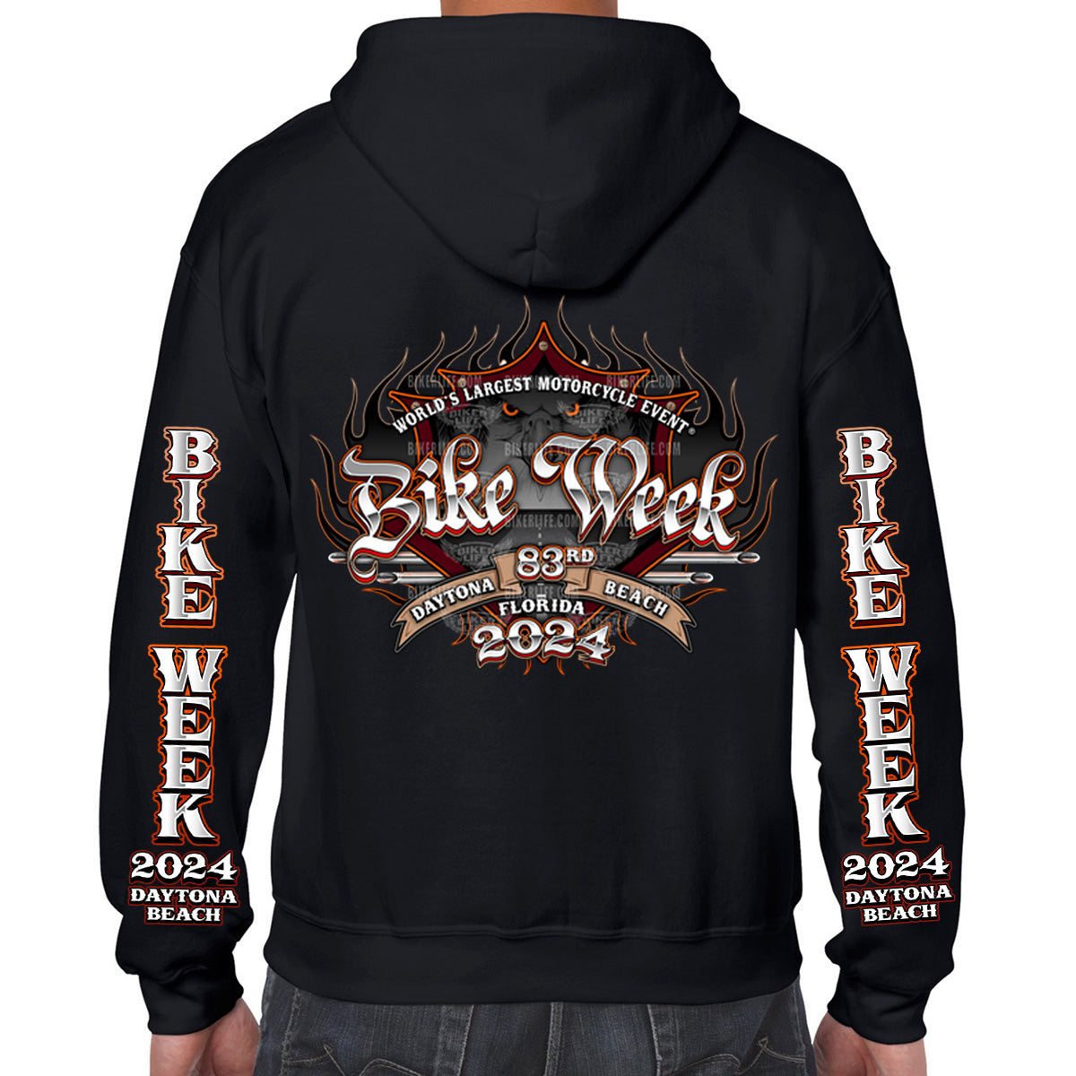2024 Bike Week Daytona Beach Official Logo Zip-Up Hoodie – BIKER LIFE ...
