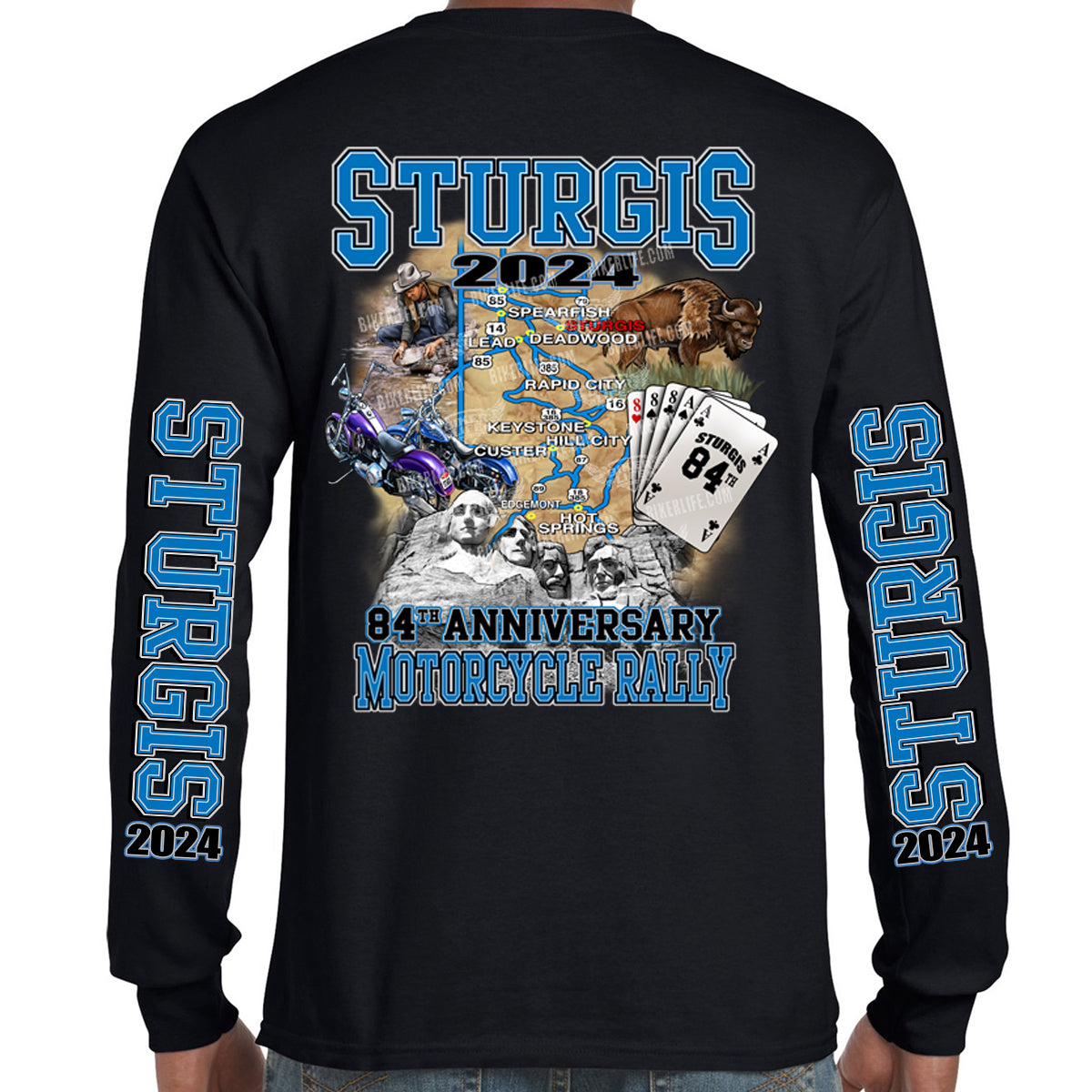 2024 Sturgis Motorcycle Rally Black Hills Map Long Sleeve – BIKER LIFE ...