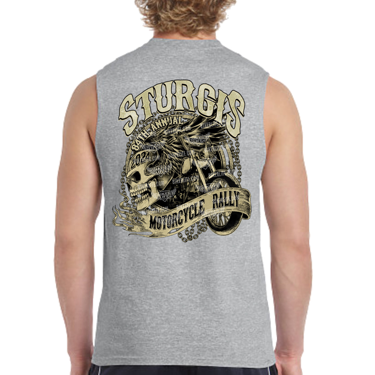 2024 Sturgis Motorcycle Rally Grunge & Chains Skull Wing Muscle Shirt ...