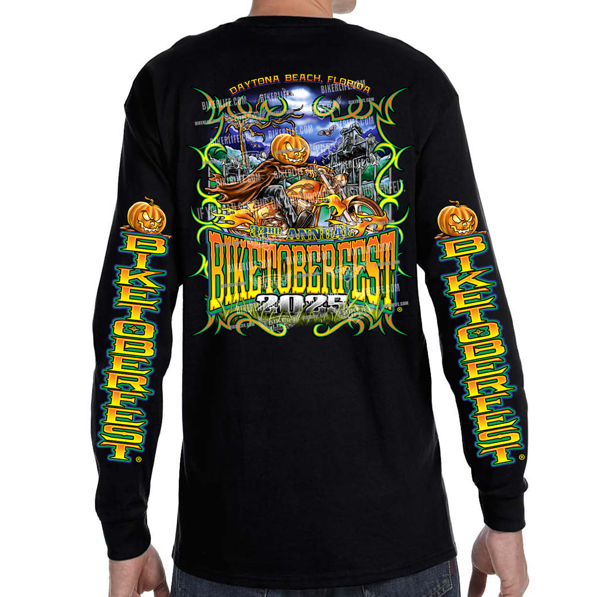 Long Sleeve 2025 Biketoberfest Daytona Beach Pumpkin Head – BIKER LIFE ...
