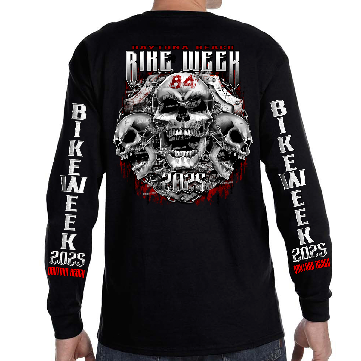 2025 Bike Week Daytona Beach Chained Shield Long Sleeve – BIKER LIFE ...