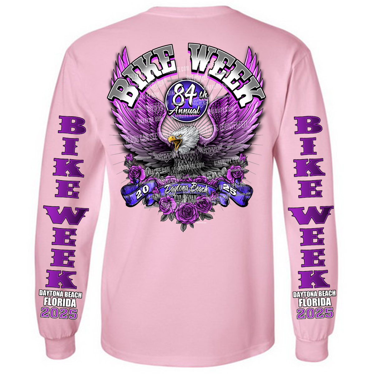 Ladies 2025 Bike Week Daytona Beach Pink Eagle Long Sleeve – BIKER LIFE ...