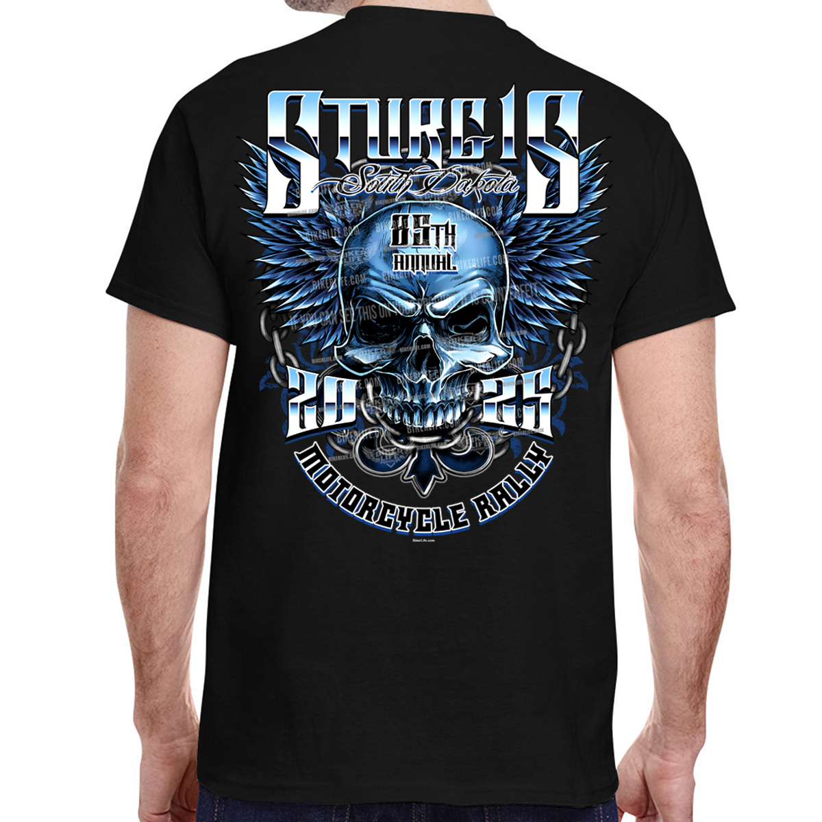 T-Shirt 2025 Sturgis Motorcycle Rally Blue Winged Skull – BIKER LIFE ...