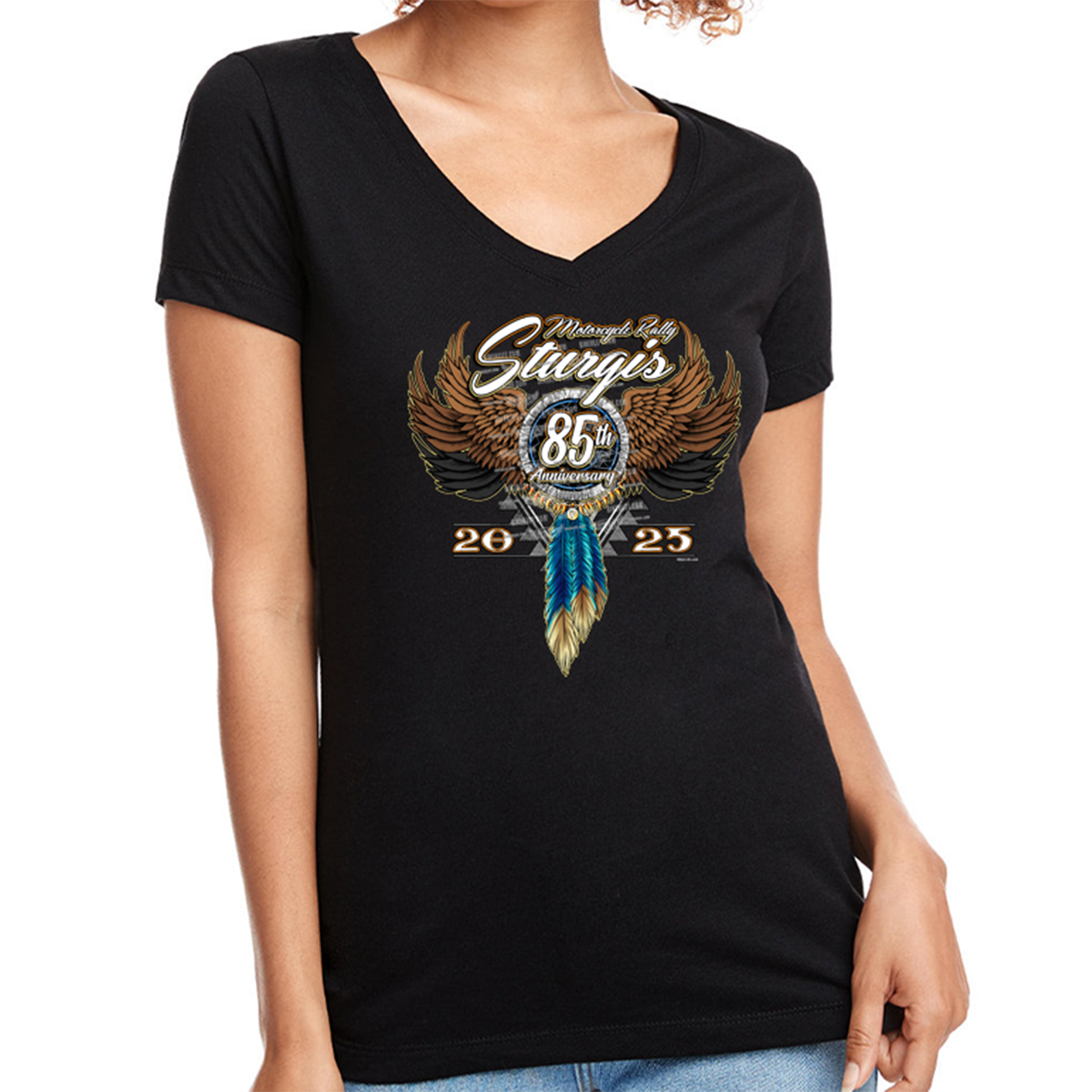 V-Neck Shirt Ladies Jr. Cut 2025 Sturgis Motorcycle Rally Dreamcatcher ...