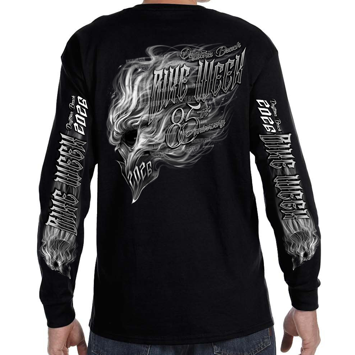 Long Sleeve 2026 Bike Week Daytona Beach Smokin' Skull – BIKER LIFE ...